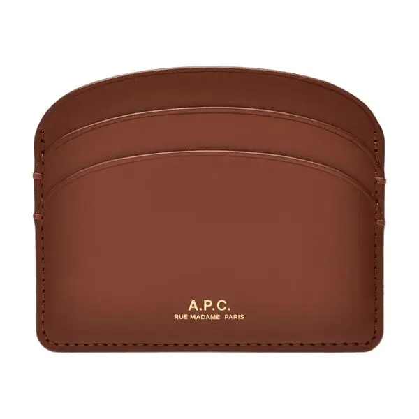 A.p.c. Demi Lune Card Holder Hazelnut Leather - Brown