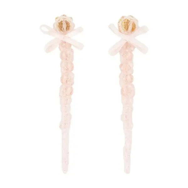 Simone Rocha Petite Bow Drip Crystal Earrings - Pink