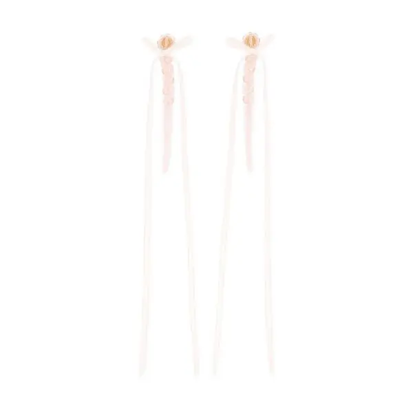 Simone Rocha Slim Bow Ribbon Drip Crystal Earrings - Pink