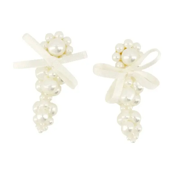 Simone Rocha Petite Bow Stud Earrings - White