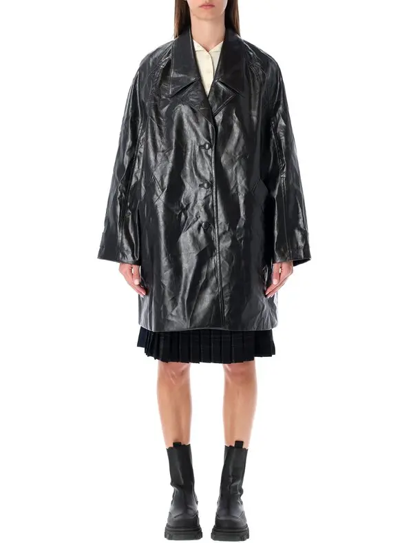 LOW CLASSIC Faux Leather Single-breasted Coat