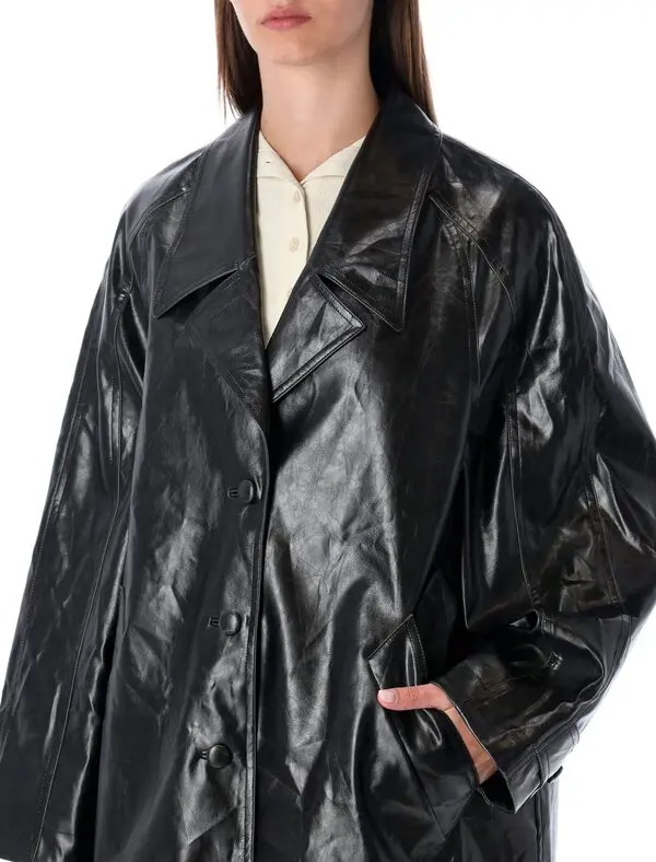 LOW CLASSIC Faux Leather Single-breasted Coat