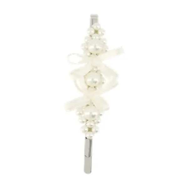 Simone Rocha Petite Bow Pearl Hair Clip - White
