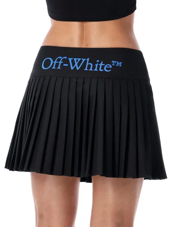 Off-White Pleated Mini Skirt With Logo