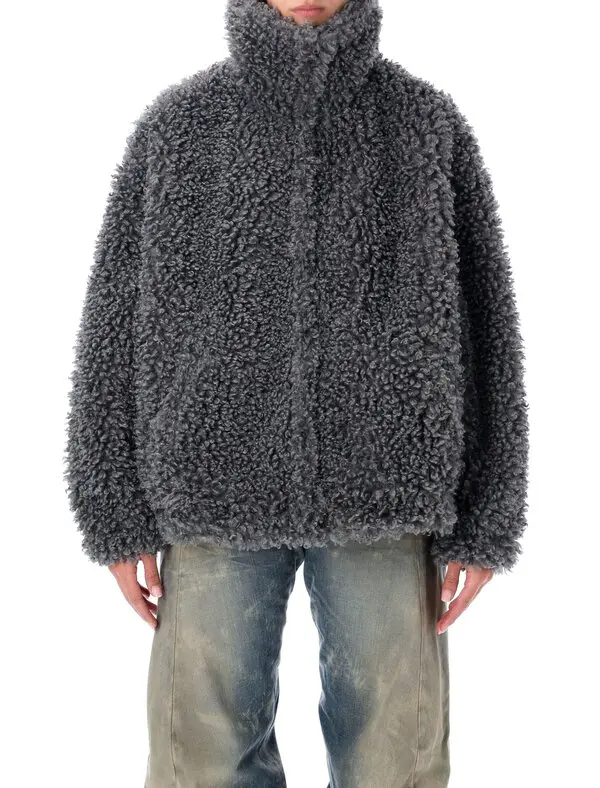 Acne Studios Curly Faux Fur Bomber Jacket - Carbon Grey