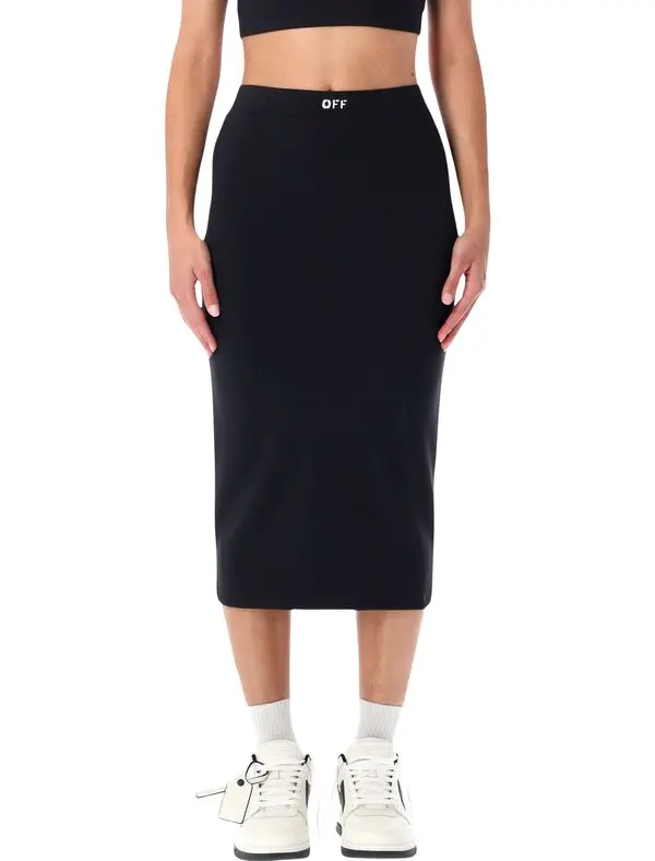 Off White Sleek Midi Skirt