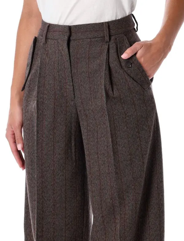 GOLDEN GOOSE Wide-leg Pinstriped Wool Trousers