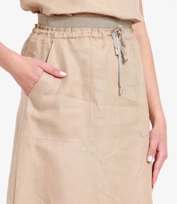 GRAN SASSO Flared Linen Skirt