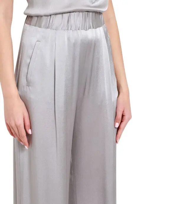 SEMICOUTURE Wide-leg Satin Trousers - Grey
