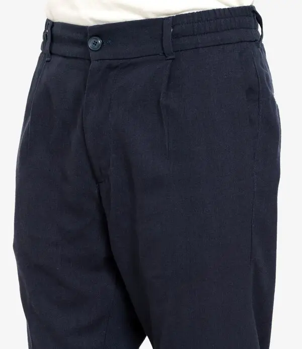 CRUNA Tapered Linen-blend Trousers - Blue