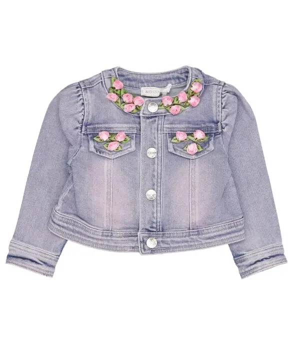 Monnalisa Denim Jacket With Rosette Detail