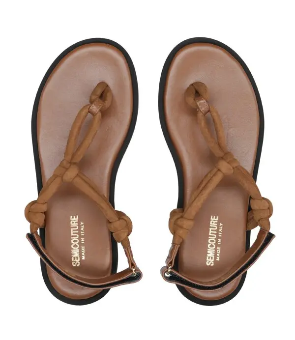 SEMICOUTURE Knot-detailed Leather Sandals