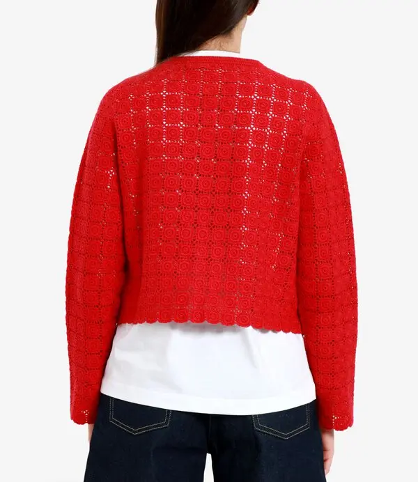 SEMICOUTURE Cotton Crochet Knit Sweater