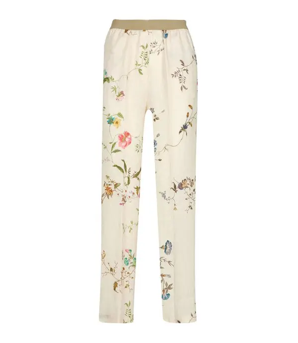 SEMICOUTURE Floral Linen Trousers