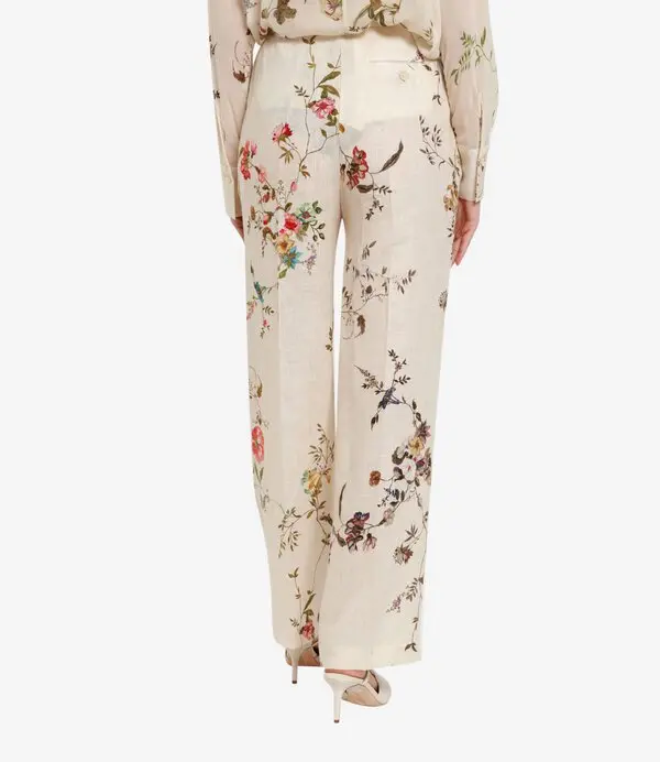 SEMICOUTURE Floral Linen Trousers