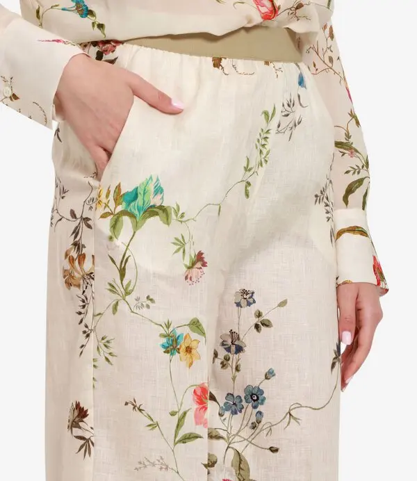 SEMICOUTURE Floral Linen Trousers