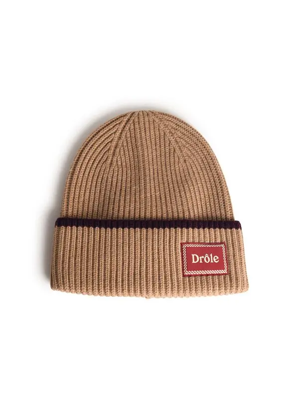 Drole De Monsieur Le Bonnet Laine Merino Wool Beanie - Beige