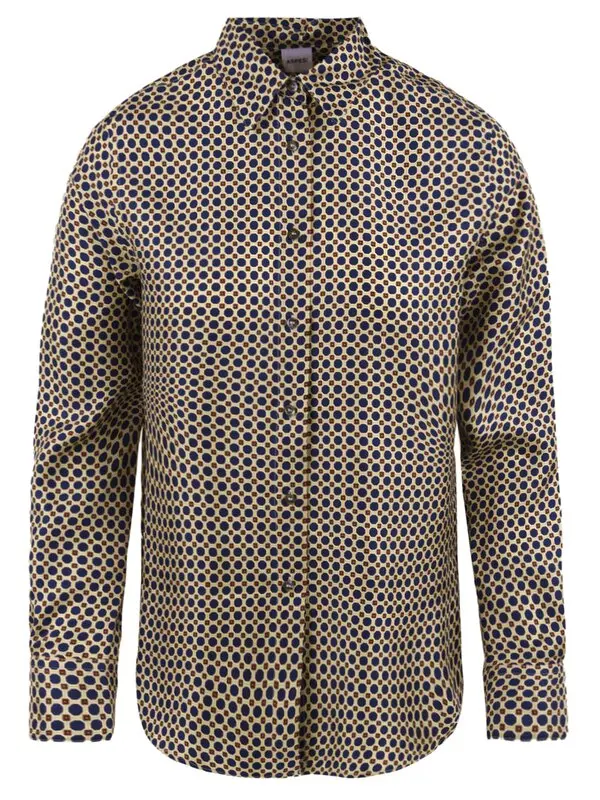 Aspesi Grandad Tie Printed Silk Twill Shirt