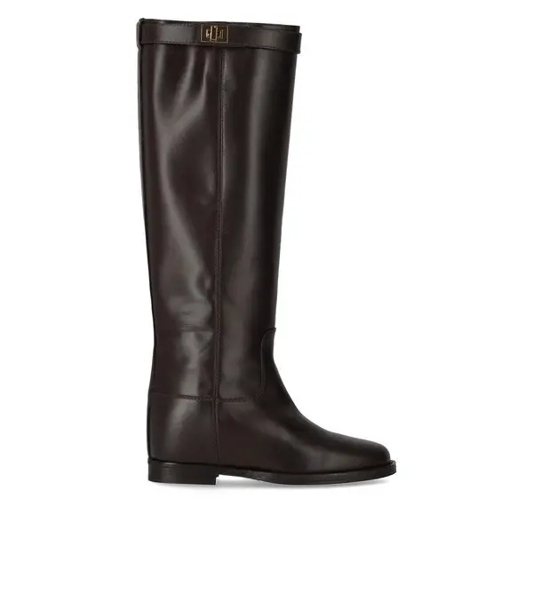VIA ROMA 15 High Boots With Padlock - Brown