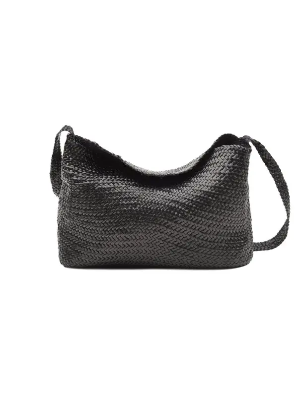 Dragon Diffusion Woven Leather Shoulder Bag - Black
