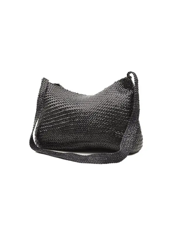 Dragon Diffusion Woven Leather Shoulder Bag - Black
