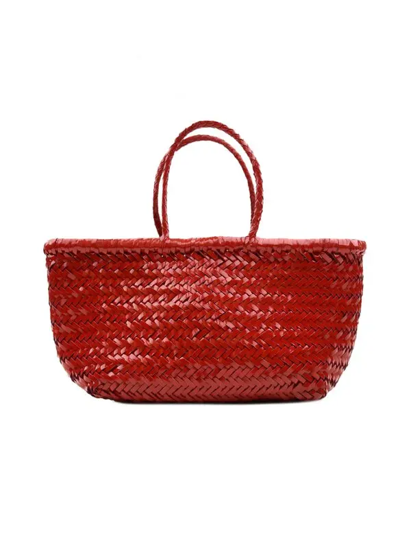 Dragon Diffusion Handwoven Leather Basket Tote - Patent Red
