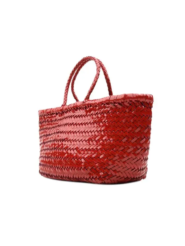 Dragon Diffusion Handwoven Leather Basket Tote - Patent Red