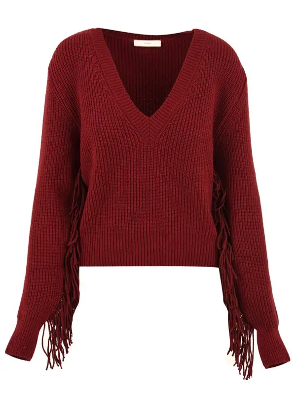 AKEP Cob Stitch Sweater With Fringe