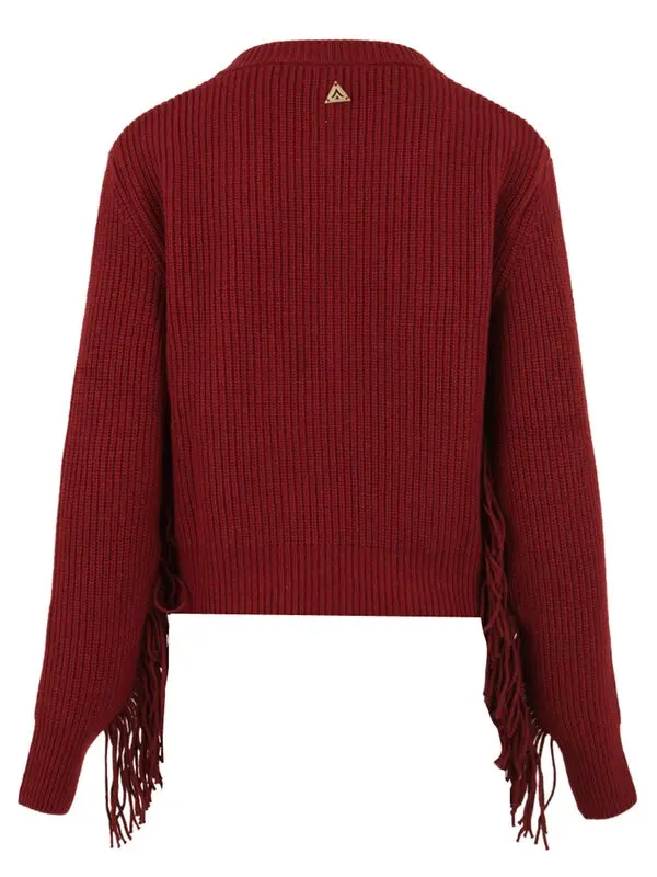 AKEP Cob Stitch Sweater With Fringe