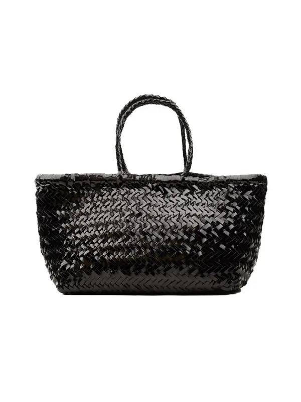Dragon Diffusion Handwoven Leather Basket Tote - Patent Black