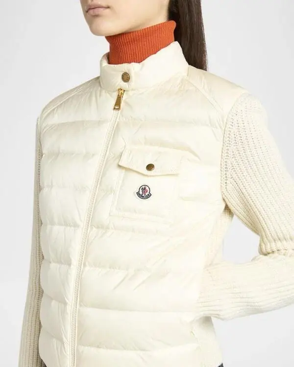 Moncler Padded Wool Zip-up Cardigan - Black
