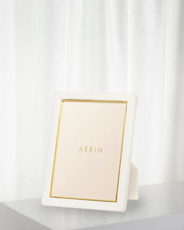 Aerin Piero Leather Photo Frame, 5" X 7 - White