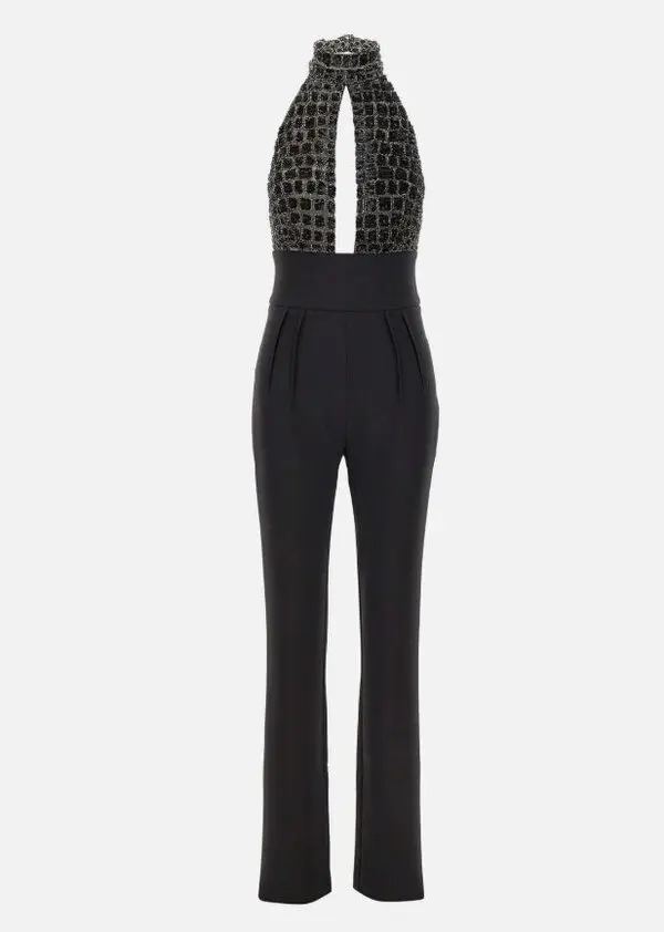 Elisabetta Franchi Fitted Jumpsuit With Embroidery - Black