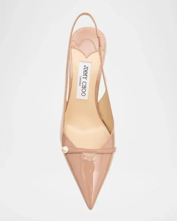 JIMMY CHOO Amita 85 Patent Leather Slingback Pumps