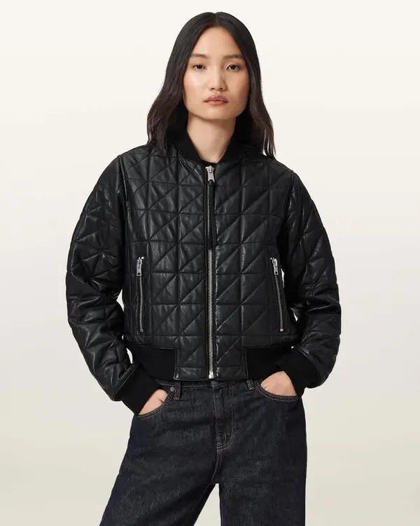ALLSAINTS Carly Quilt Leather Bomber Jacket