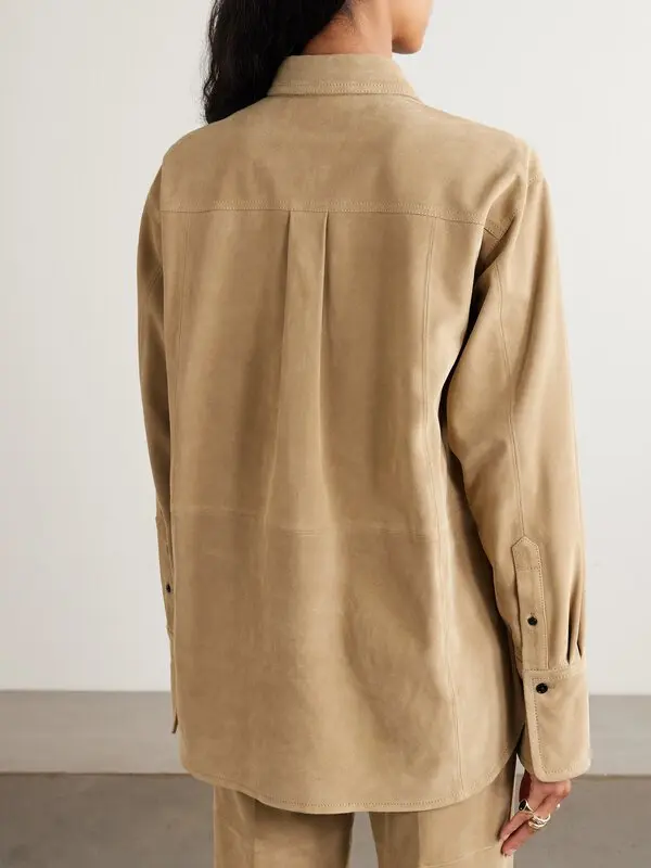 Victoria Beckham Suede Button-up Shirt - Neutrals