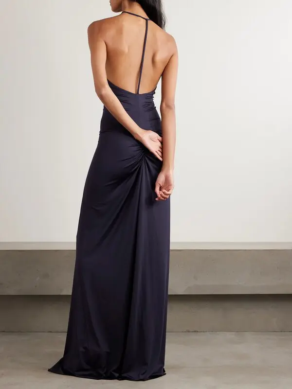 Victoria Beckham Cutout Ruched Stretch-satin Gown