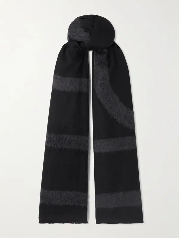 TOTEME Intarsia-knit Wool-blend Scarf - Black