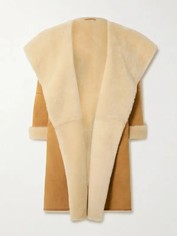 TOTEME Draped Shearling Coat - Brown