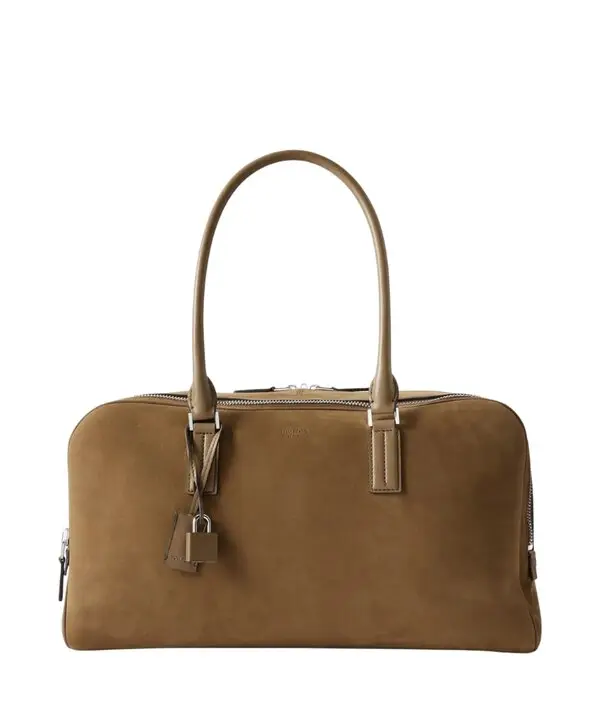 TOM FORD Leather-trimmed Nubuck Duffle Bag - Brown