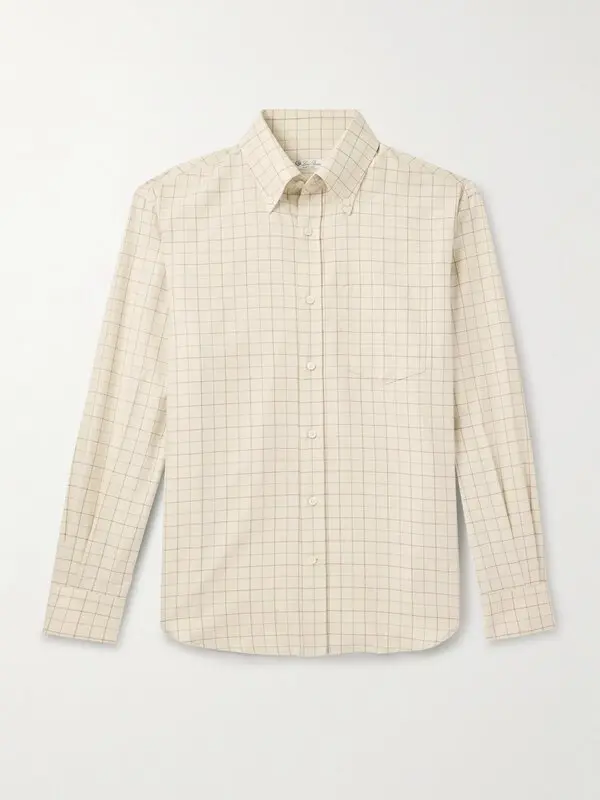 Loro Piana Elia Button Down-collar Checked Cotton Shirt - Neutrals