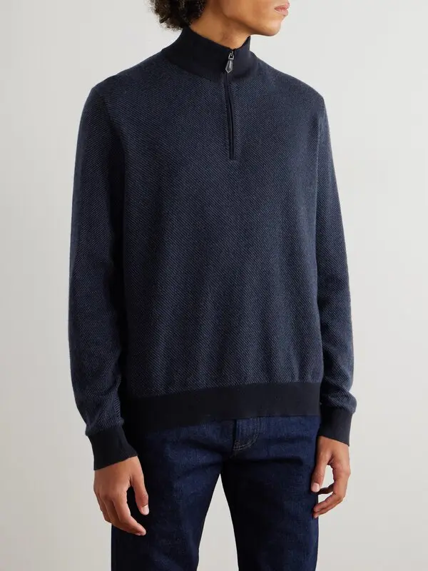 Loro Piana Roadster Cashmere Half-zip Sweater - Blue