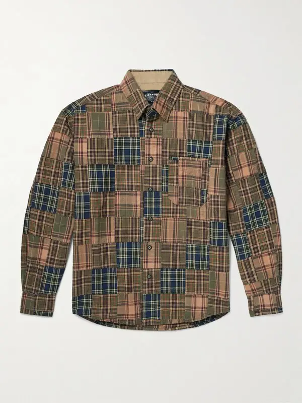 FRIZMWORKS Patchwork Checked Cotton Shirt