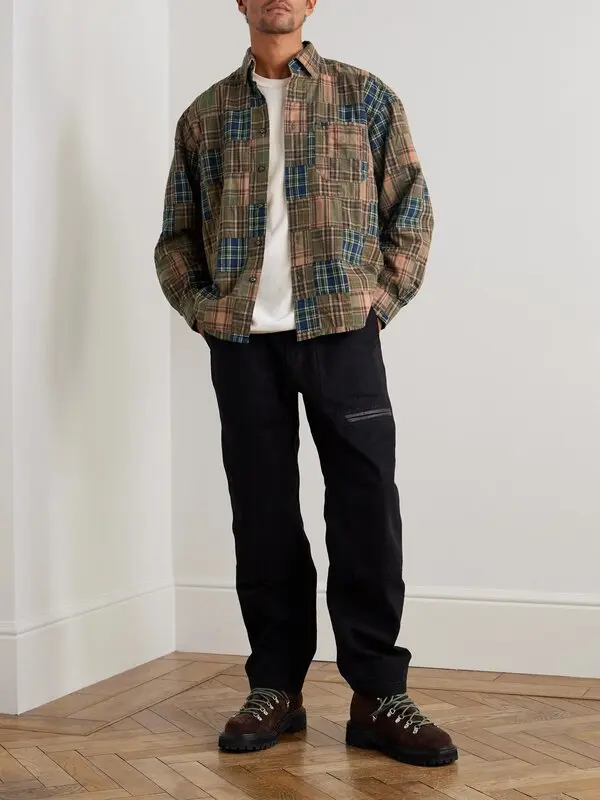 FRIZMWORKS Patchwork Checked Cotton Shirt