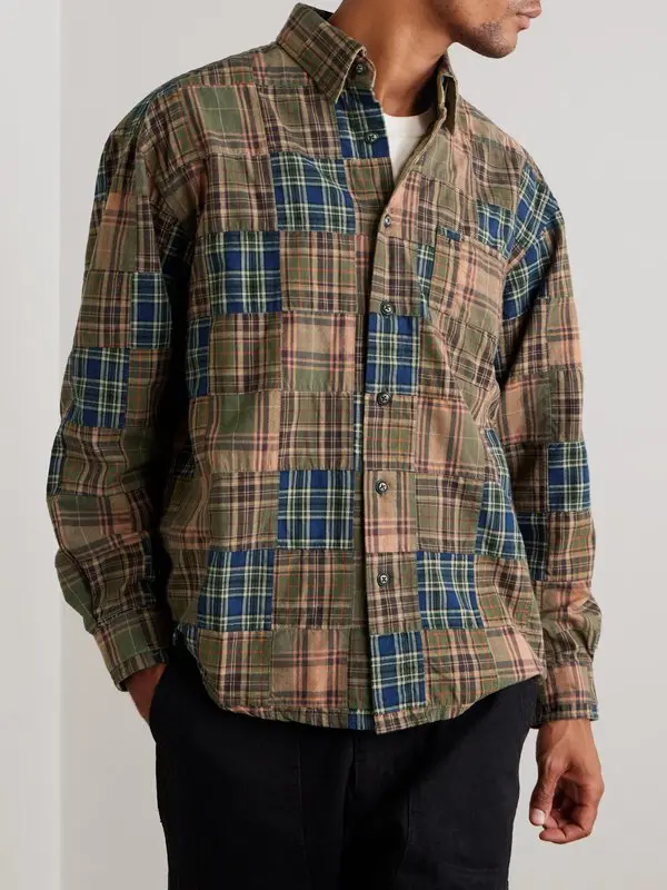 FRIZMWORKS Patchwork Checked Cotton Shirt