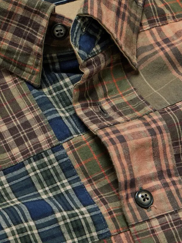 FRIZMWORKS Patchwork Checked Cotton Shirt