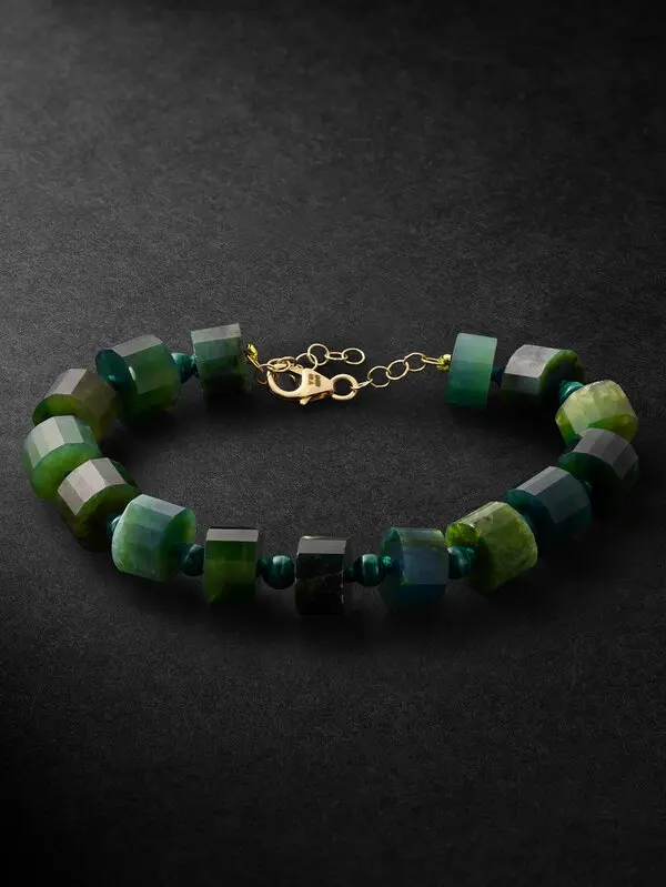 Jia Jia Oracle Malachite And Jade Bracelet - Gold