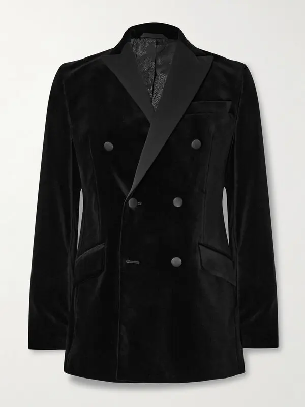 FAVOURBROOK Slim-fit Double-breasted Cotton-velvet Tuxedo Jacket