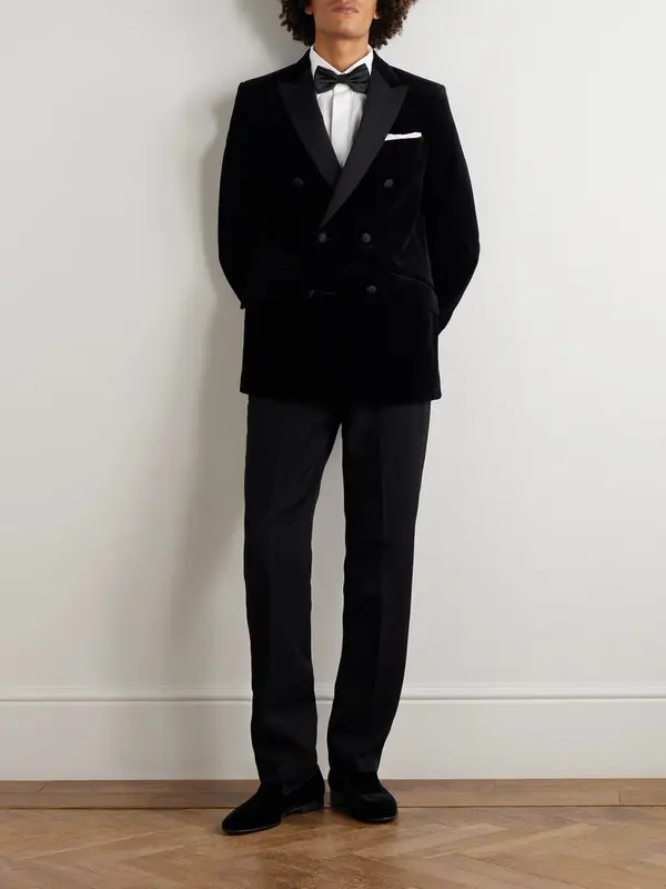 FAVOURBROOK Slim-fit Double-breasted Cotton-velvet Tuxedo Jacket