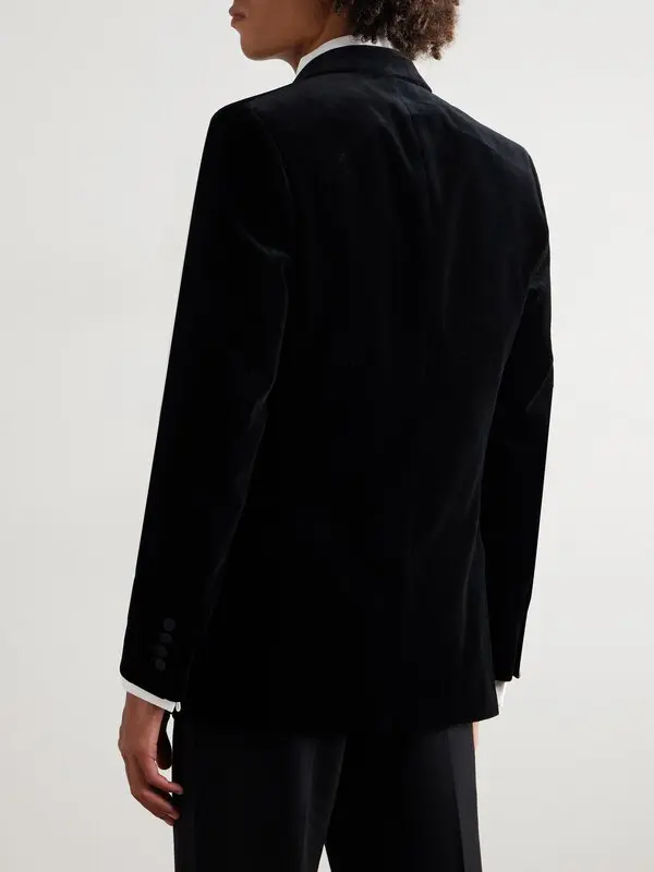 FAVOURBROOK Slim-fit Double-breasted Cotton-velvet Tuxedo Jacket